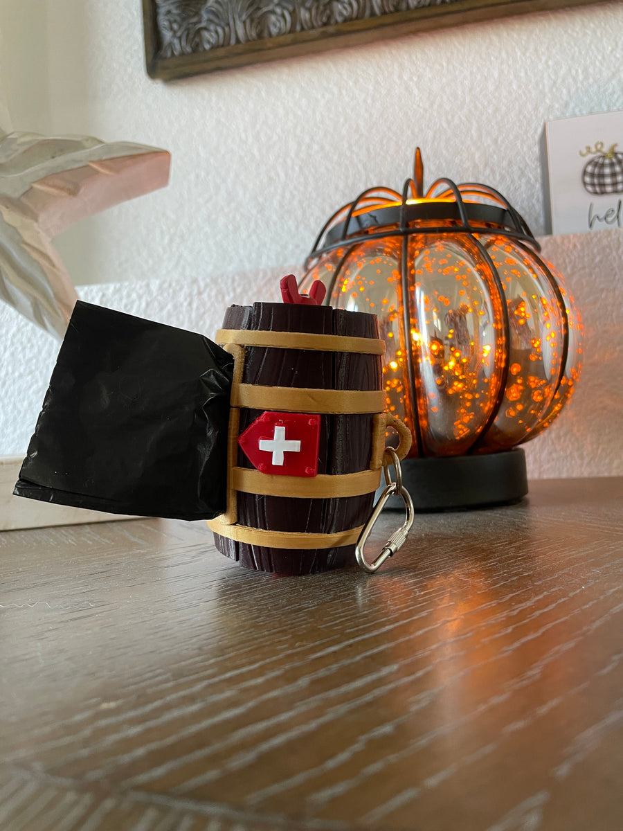 Saint Bernard barrel poop bag holder| High Maintenance Mutt